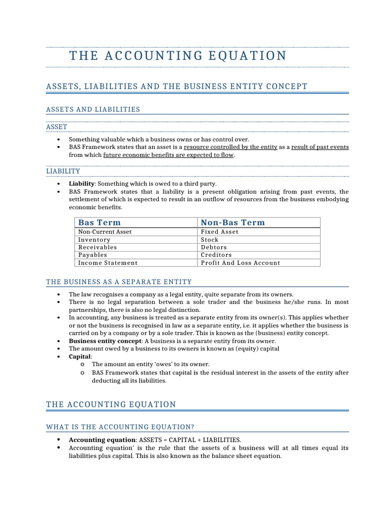 CA - Accounting - The Accounting Equation | PDF | Expense | Debits And ...