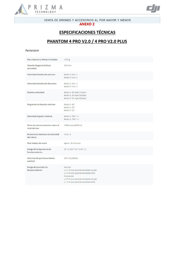 Especificacion Tecnica Dron | PDF