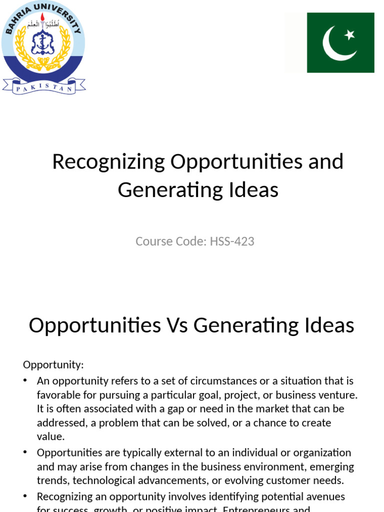 -Recognizing-Opportunities---generating-Ideas | PDF | Brainstorming ...