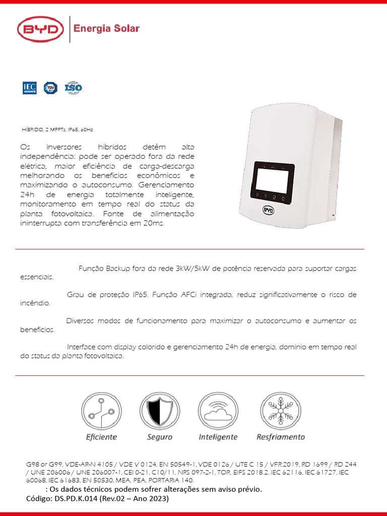 Inversor Híbrido BYD-S 220V 3kW/5kW | PDF | Fonte de energia ...