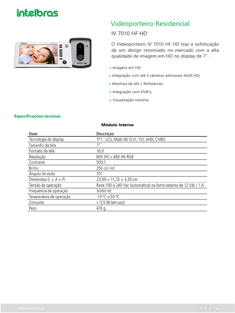 Datasheet IV 7010 Me HD | PDF