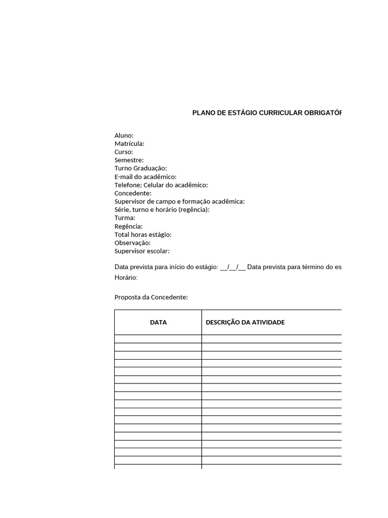 Plano de Atividades - Modelo | PDF