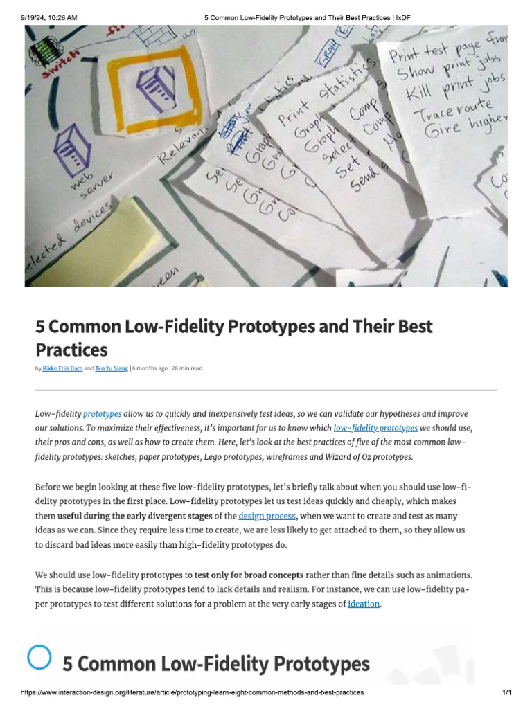 5 Common Low-Fidelity Prototypes and Their Best Practices | PDF