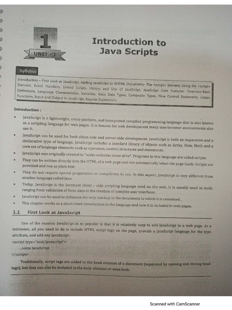 JS Unit1 | PDF