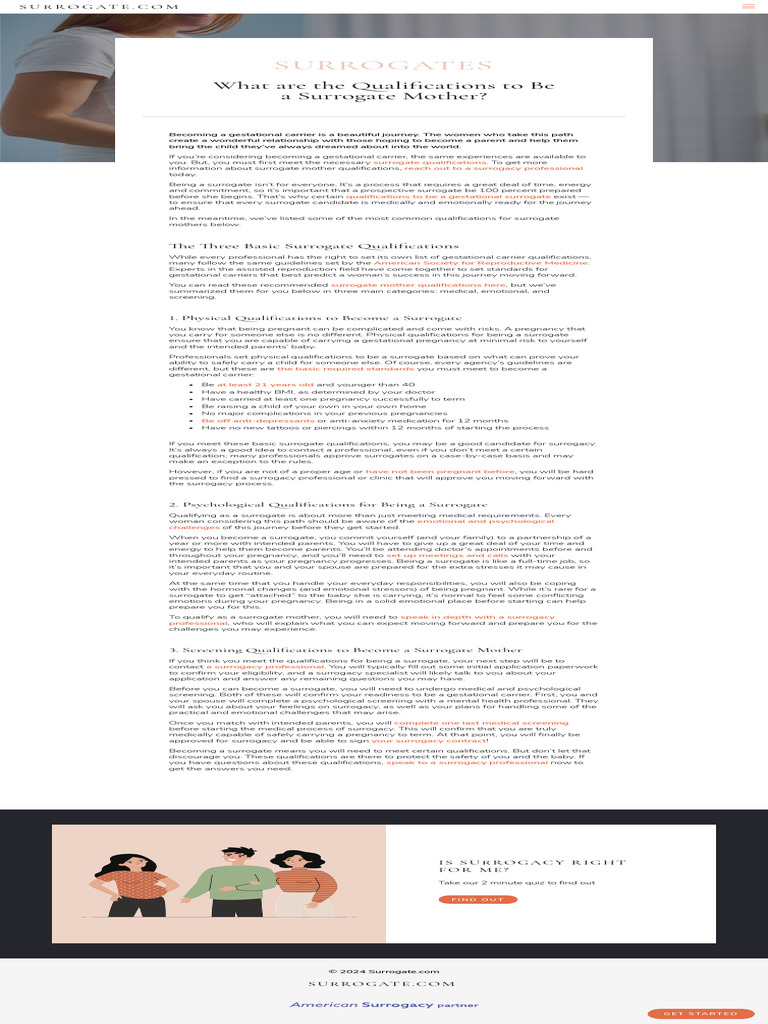 Surrogate Mother Qualifications Explained | PDF | Surrogacy | Pregnancy