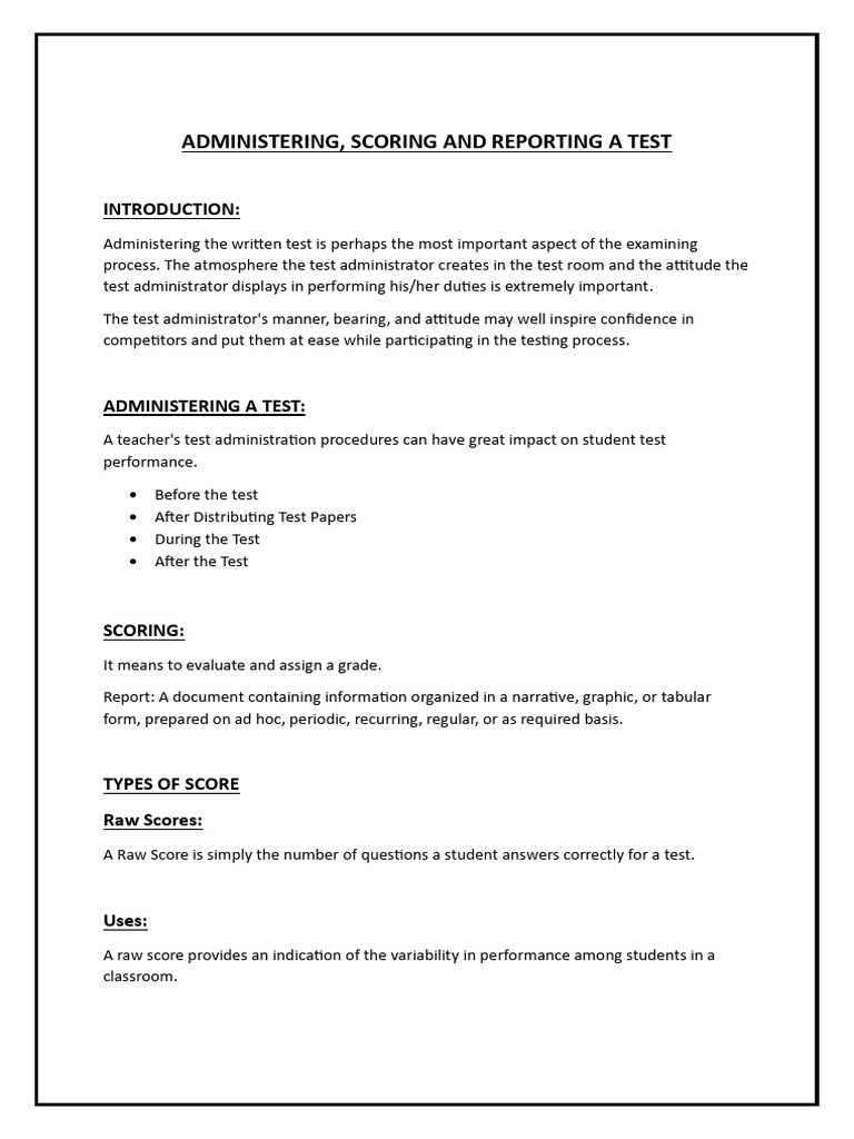 Administering scoring and reporting | PDF | Standard Score | Standard ...