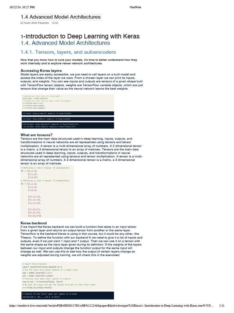 Keras1 - 1.4 Advanced Model Architectures | PDF | Tensor | Applied Mathematics