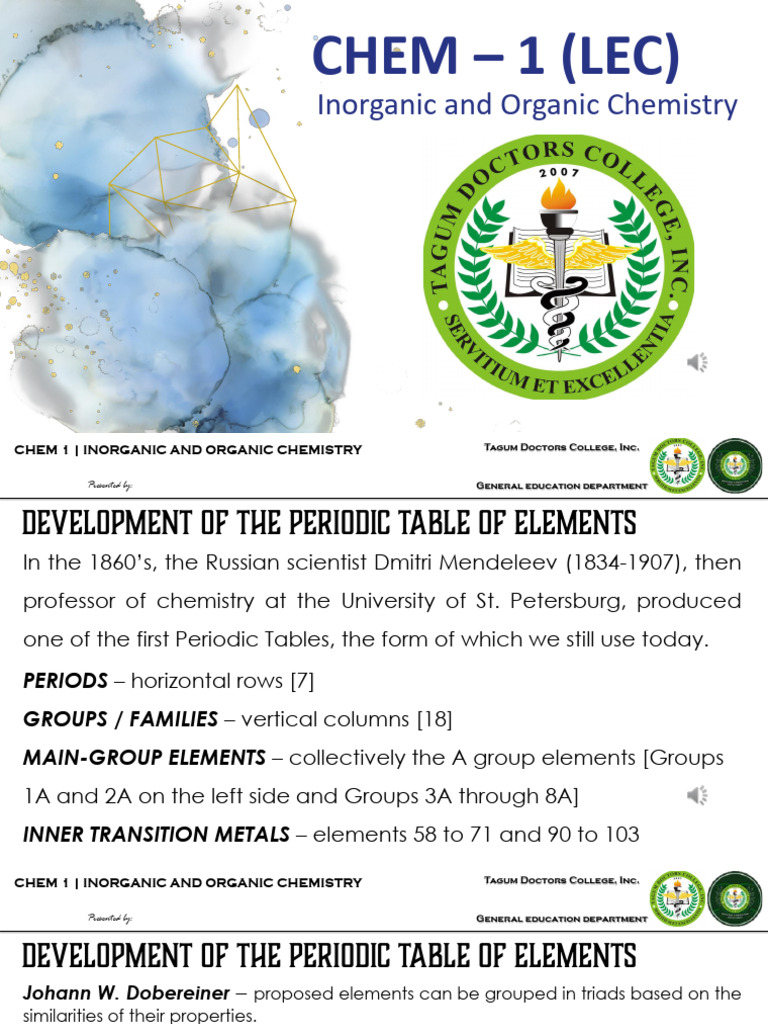 CHEM1 - LEC (3rd Discussion) | PDF | Ion | Chemistry