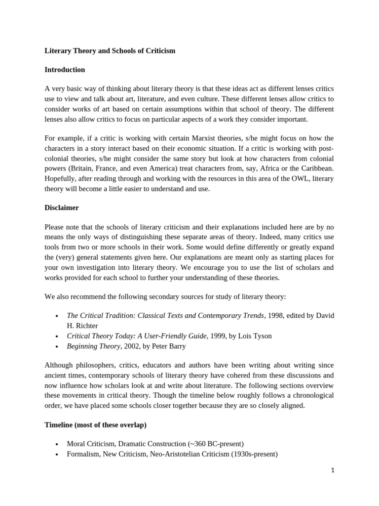 Overview of Literary Theory Schools | PDF | Oedipus Complex | Id