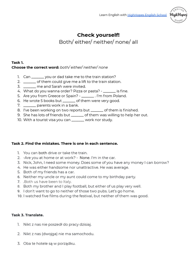 Both Either Neither None All PDF | PDF