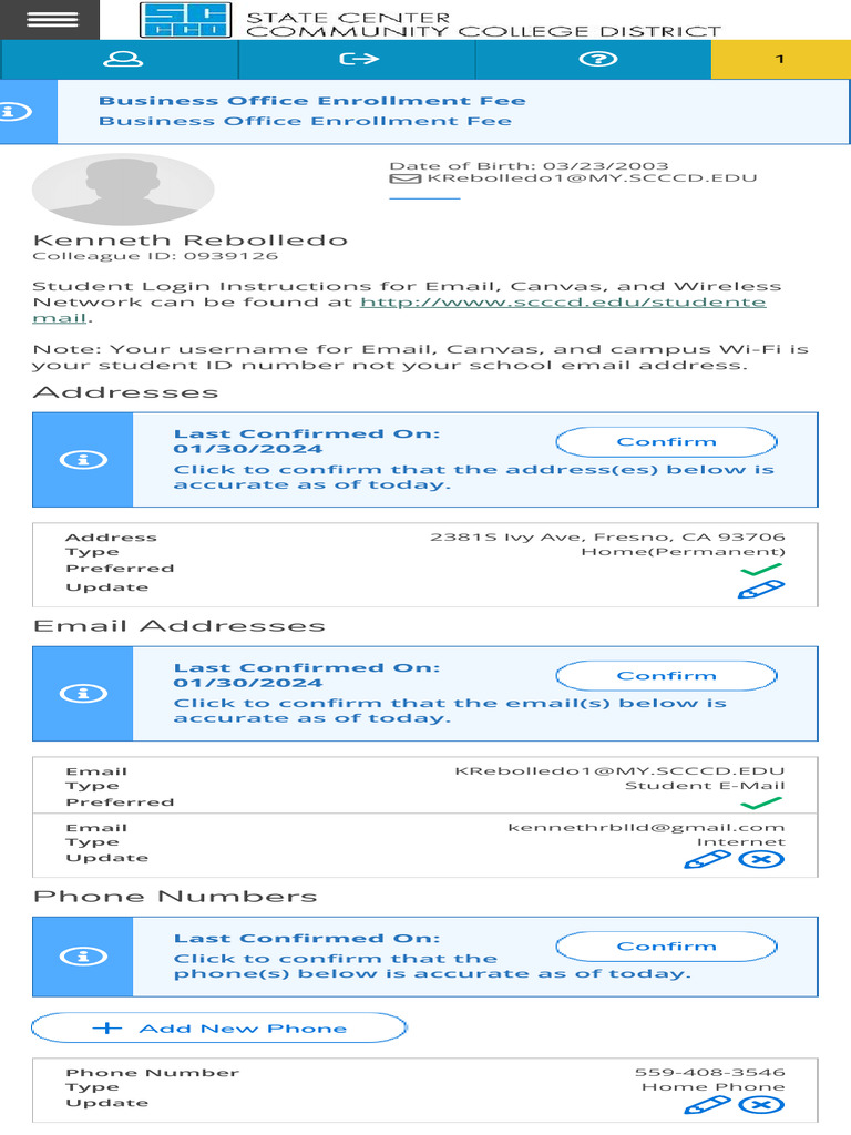 SCCCD Self Service | PDF