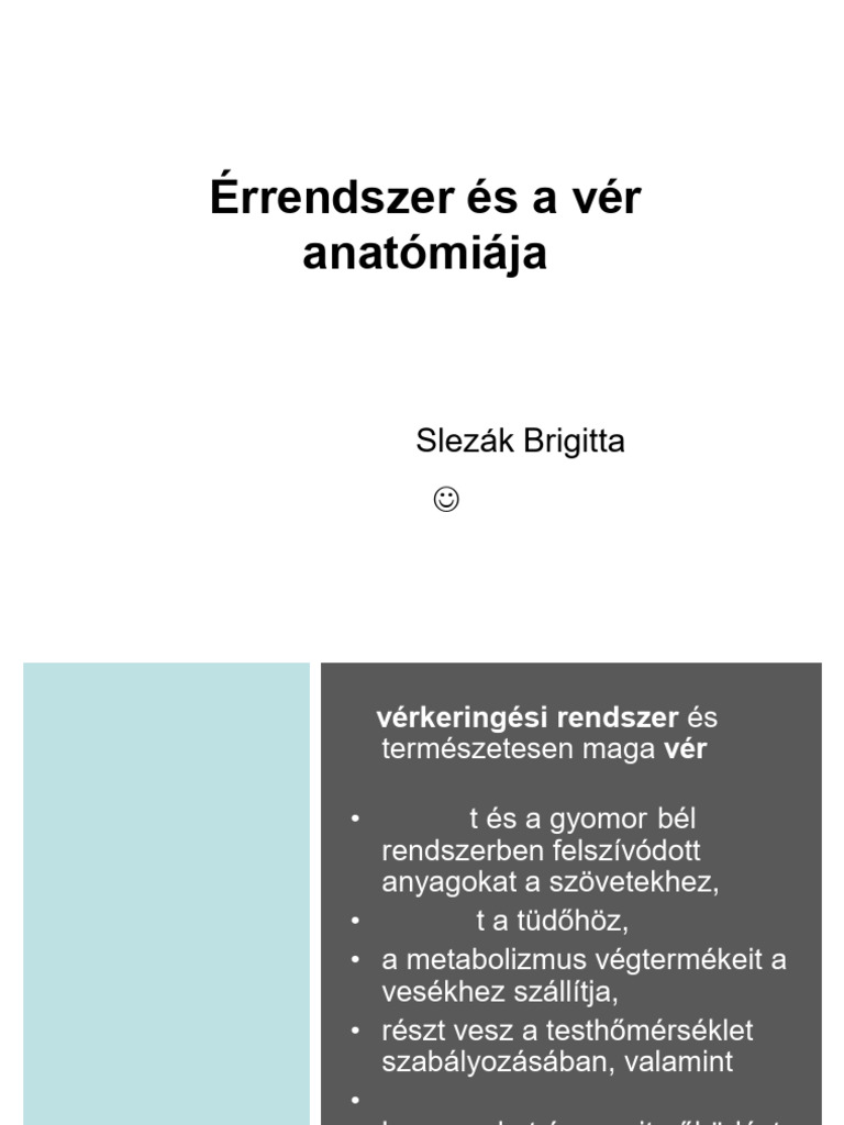Érrendszer, Vér Anatómiája - 1584651224 | PDF