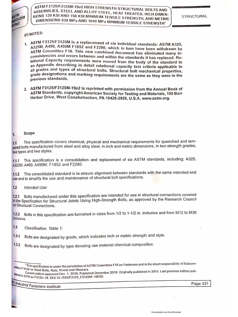 ASTM F3125-F3125M-19 SCAN IFI BOOK | PDF