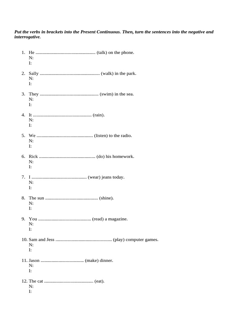 past cont worksheet | PDF