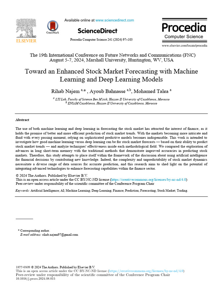 Stock Market Forecasting with AI Models | PDF | Machine Learning ...