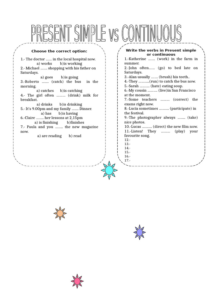 Present Simple Vs Present Continuous 13525 Pdf