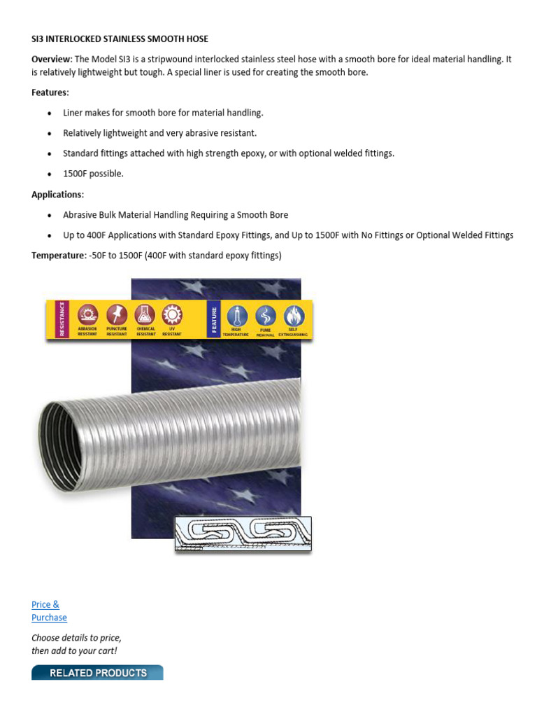 Si3 Interlocked Stainless Smooth Hose | PDF