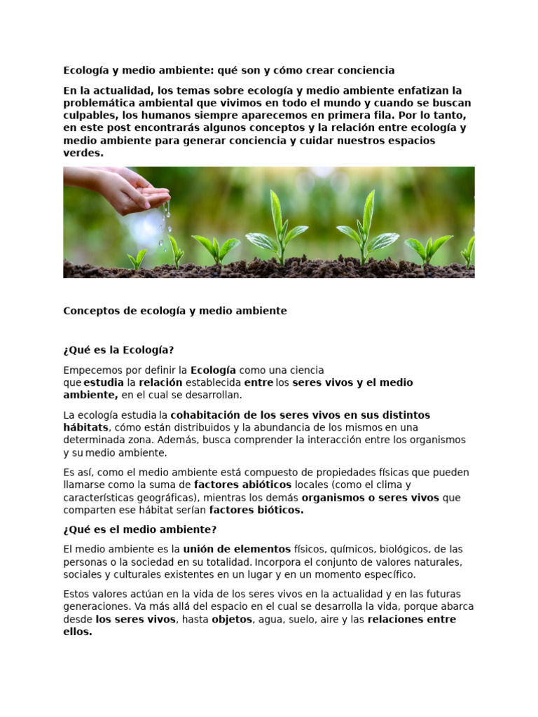 Ecología y Medio Ambiente | PDF | Entorno natural | Ecología