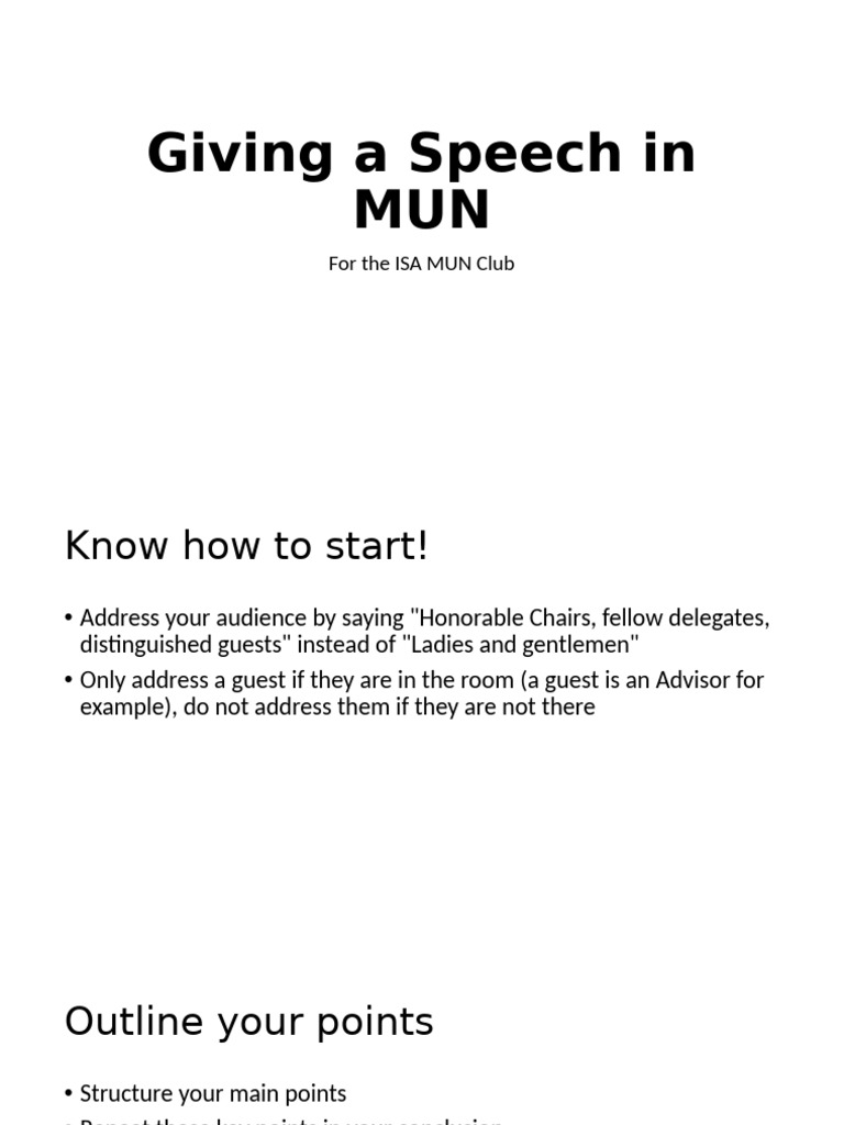 Giving A Speech in MUN | PDF