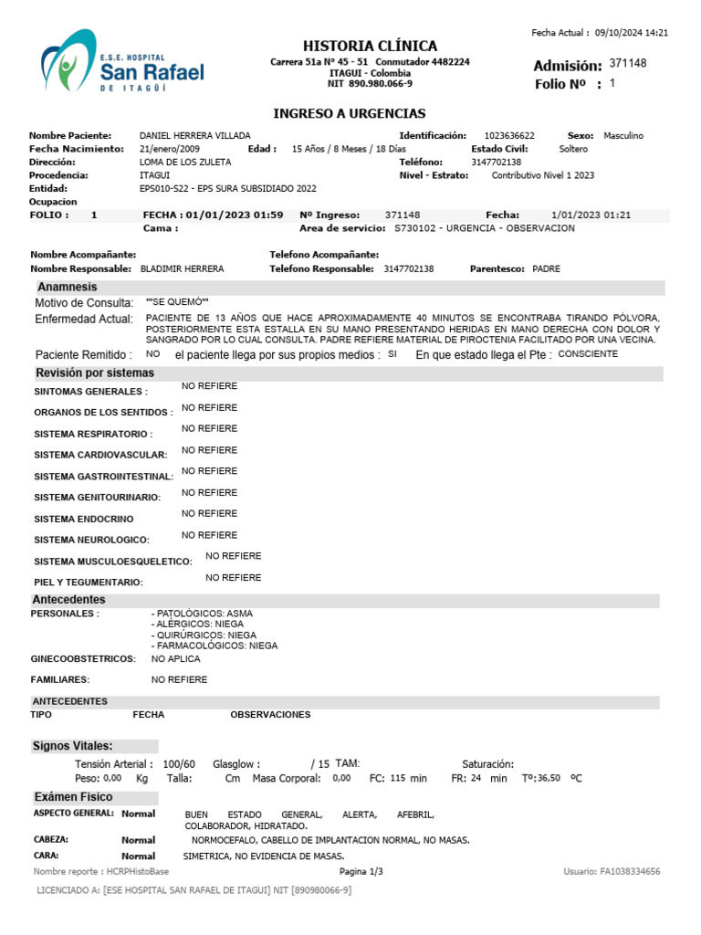 HISTORIA_CLINICA | PDF | Hospital | Documento de identidad