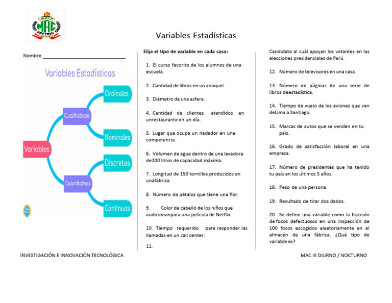 VARIABLES 1 | PDF