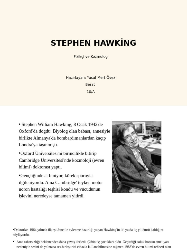 Stephan Hawking Sunum | PDF