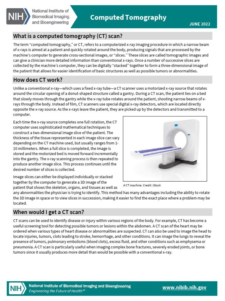 Fact Sheet Computed Tomography | PDF | Ct Scan | Stroke