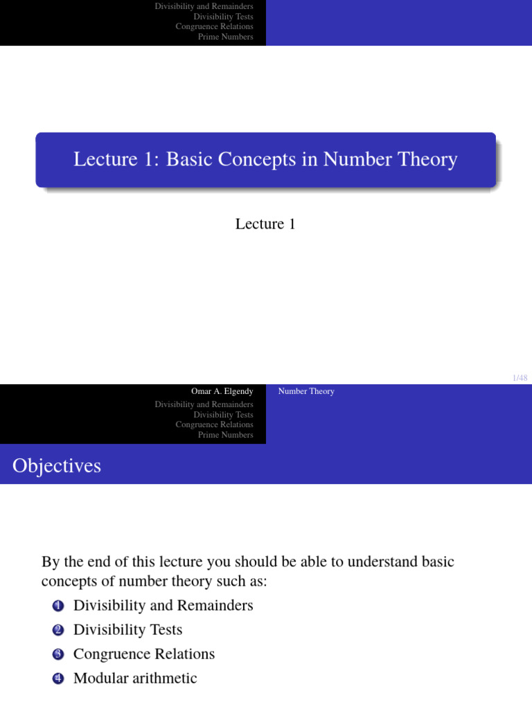 NT Lecture 1, 2 | PDF | Prime Number | Mathematics