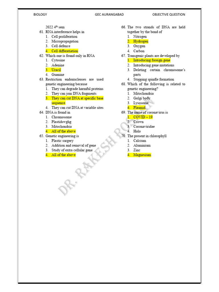 3rd Sem Objective Question 2023 | PDF