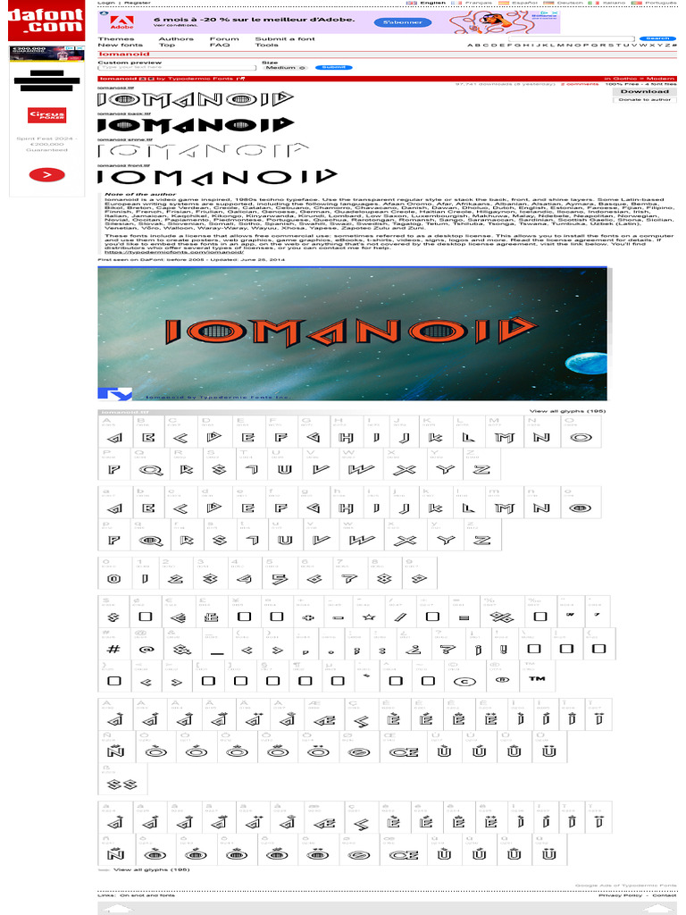 Iomanoid Font Dafont - Com 2 | PDF | Linguistics | Languages Of Europe