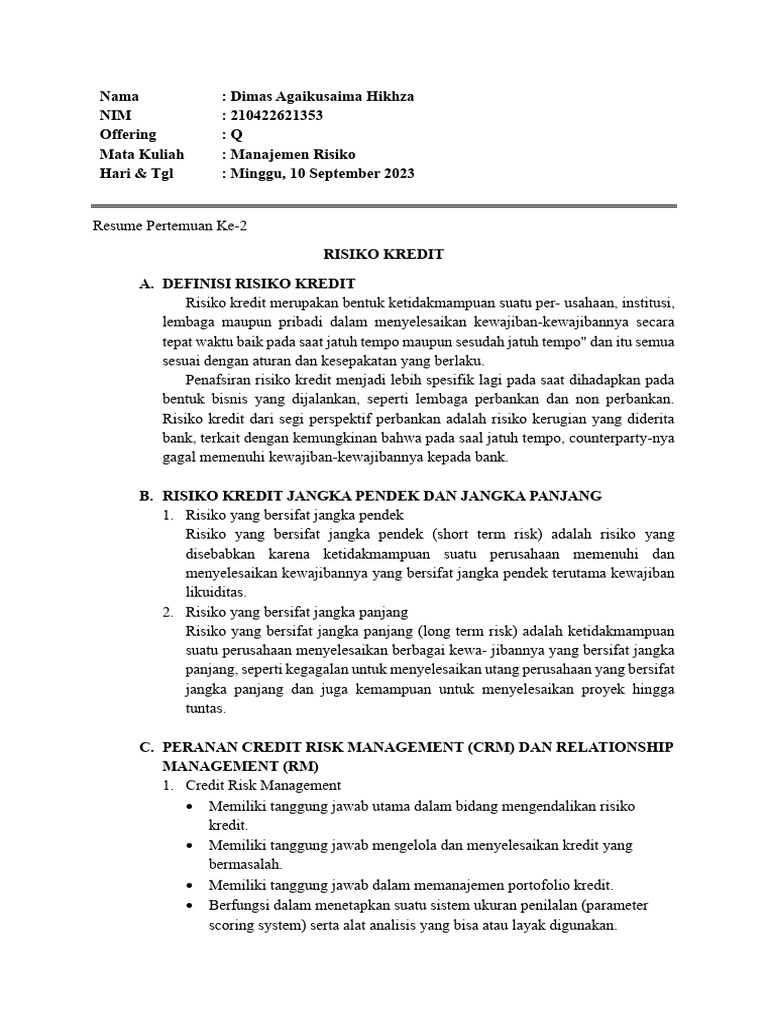 Dimas Agaikusaima Hikhza - Q - Resume Pertemuan 2 | PDF