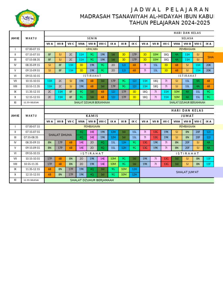 Jadwal 2024-2025 - Revisi | PDF