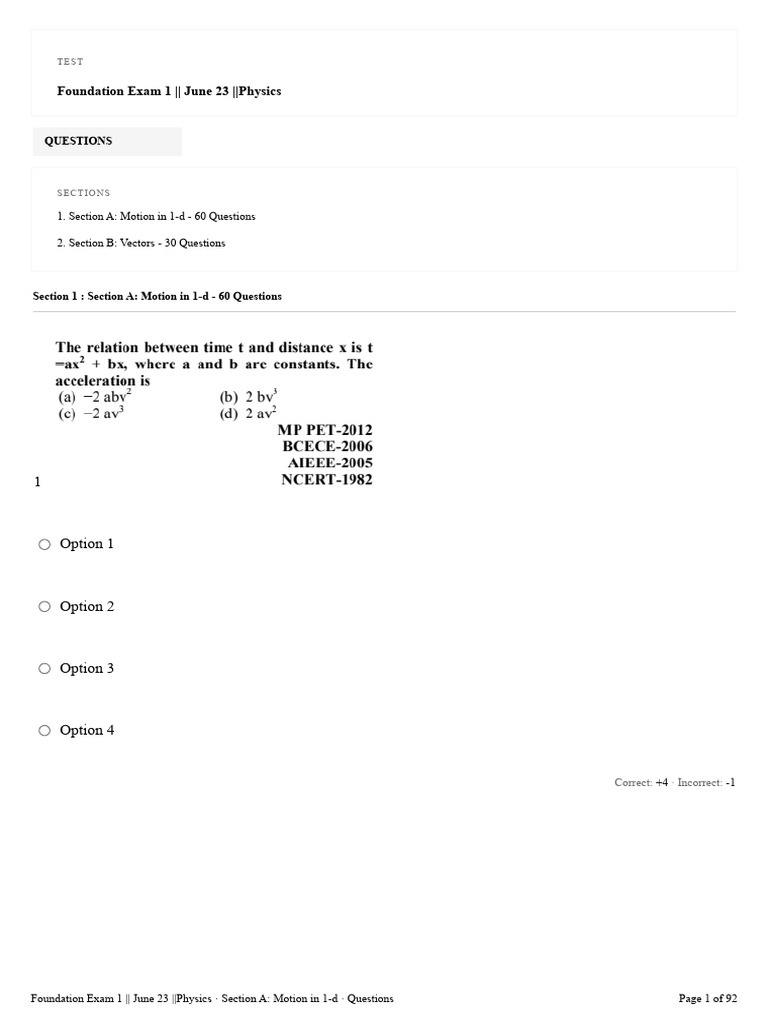(Solutions) 23rd June Physics Test | PDF | Tests