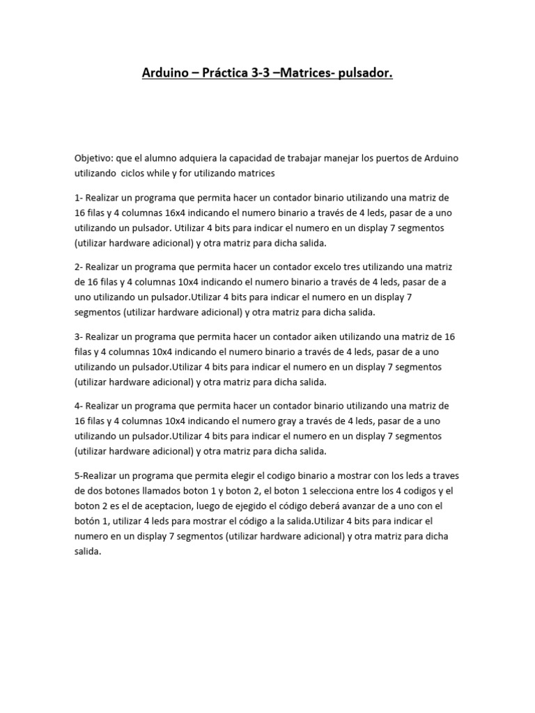 Practica 3 3 Matrices Pulsador | PDF