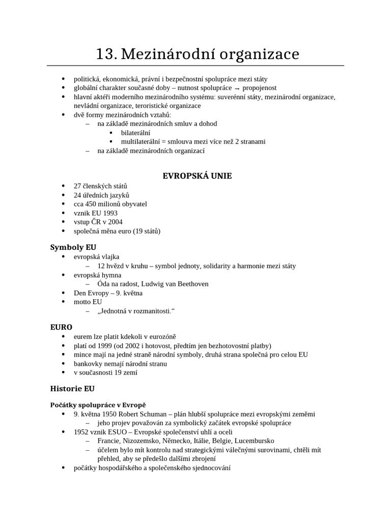 13.-Mezin - Rodn - Organizace - Docx Filename UTF-8''13.-Mezinárodní-organizace | PDF