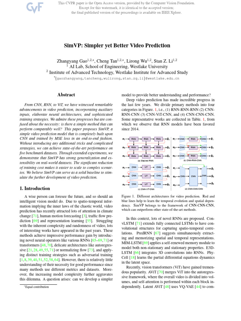 Gao SimVP Simpler Yet Better Video Prediction CVPR 2022 Paper | PDF | Data Compression ...