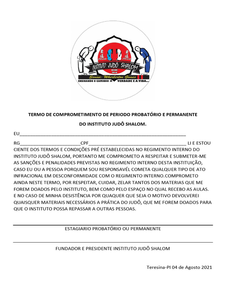 Termo de Comprometimento de Periodo Probatório e Permanente | PDF