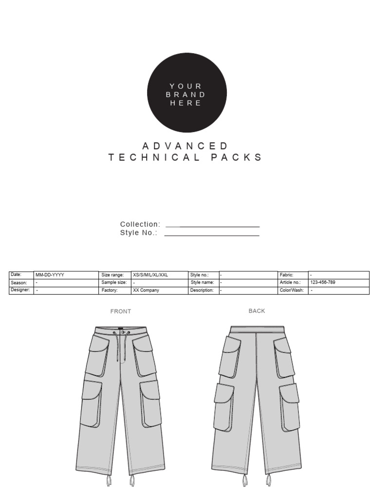 Cargo Pants Tech Pack Overview | PDF | Seam (Sewing) | Clothing