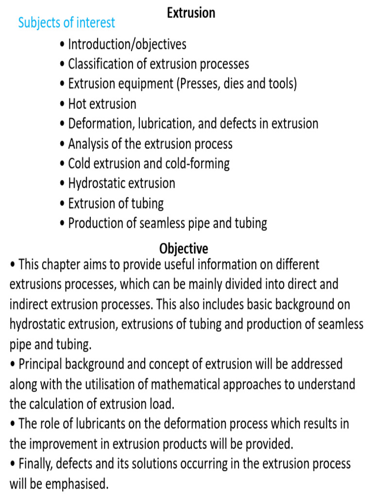 Overview of Extrusion Processes | PDF | Extrusion | Pipe (Fluid Conveyance)