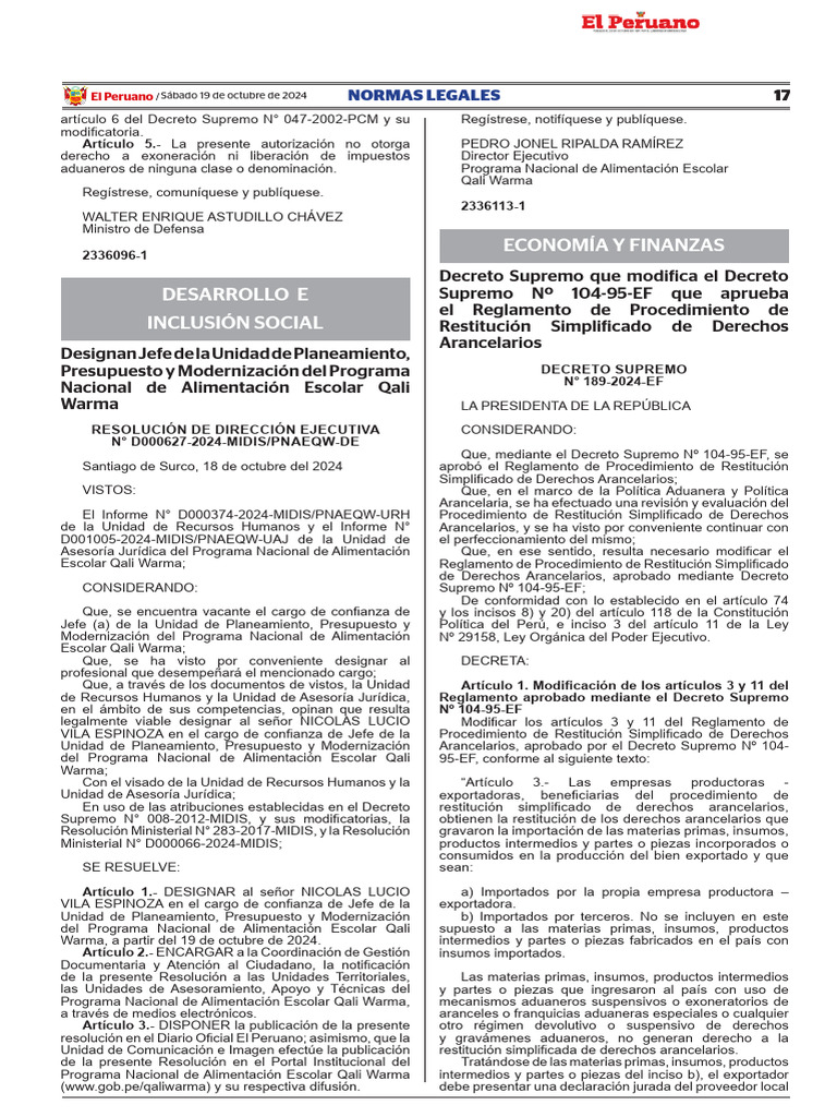 DS - 189 2024 Ef1 | PDF | Presupuesto | Gobierno