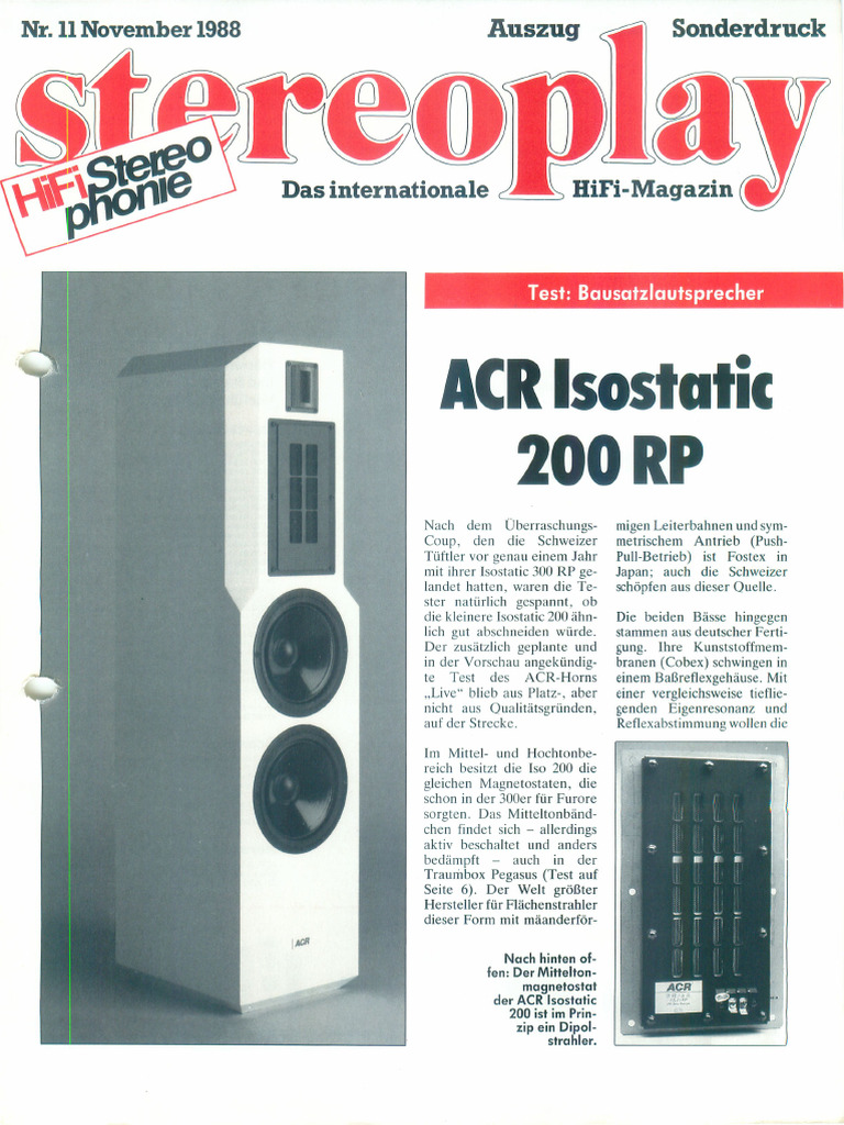 Acr Isostatic 200rp Testbericht Stereoplay | PDF
