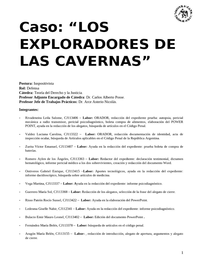 El Caso de Los Exploradores de Cavernas-Real | PDF