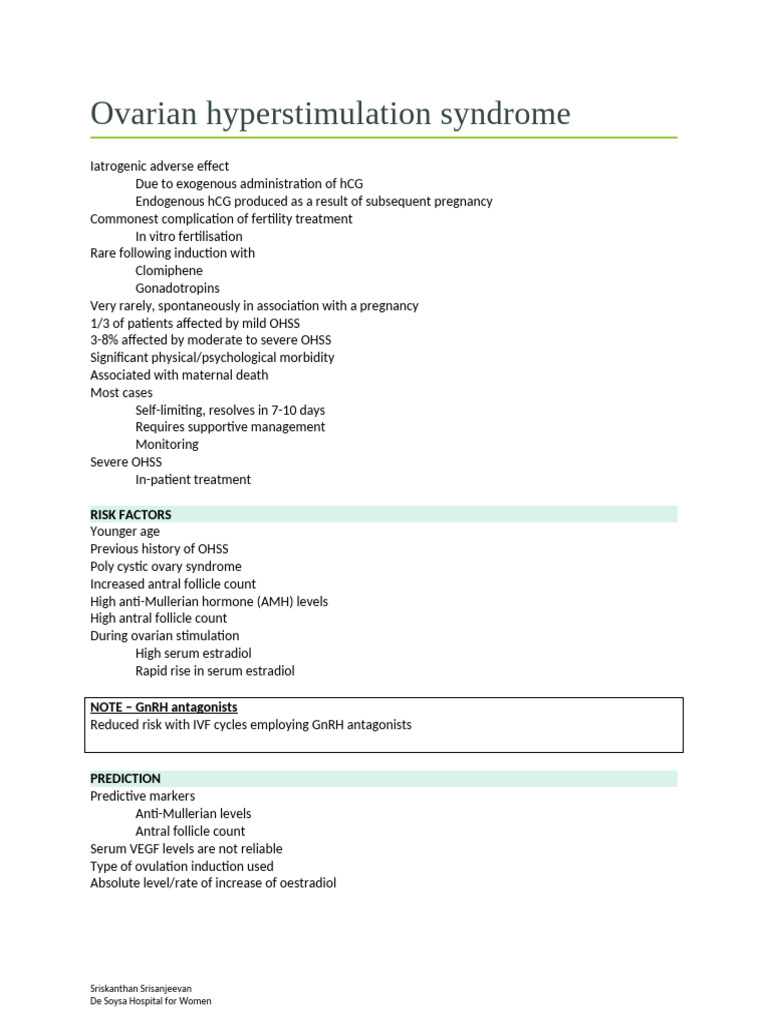Ovarian Hyperstimulation Syndrome | PDF | Medical Specialties ...