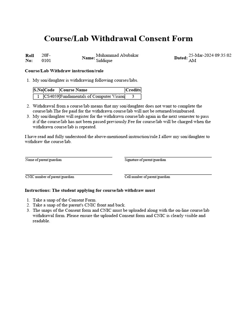 20F-0101 CourseWithdrawForm | PDF