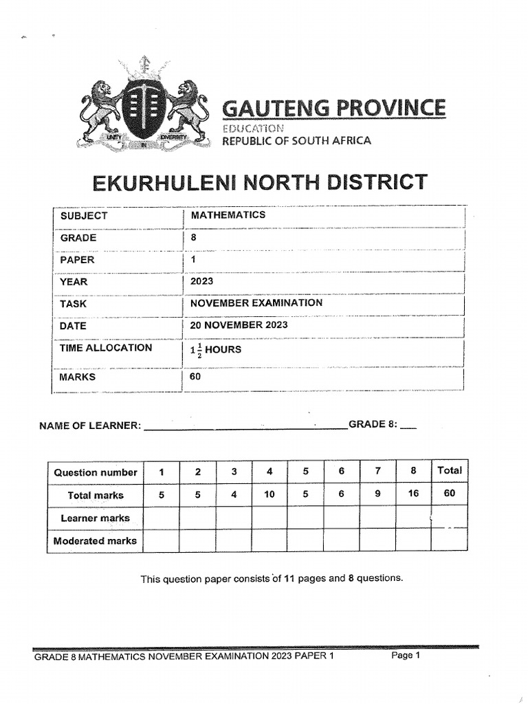 Maths Nov 2024 Exam Paper 1 | PDF