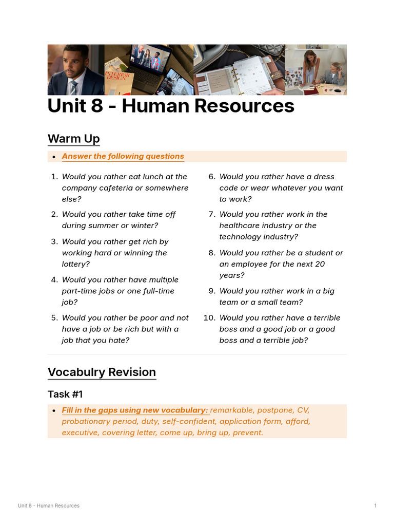 Unit 8 Human Resources | PDF | Human Resources | Employment