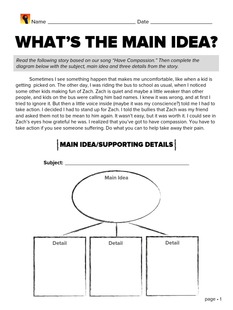 Main Idea Handout 1 | PDF