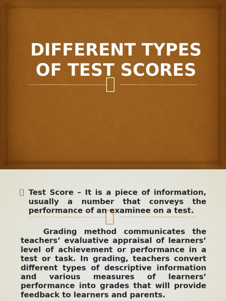 Different Types of Test Scores (Prof Ed) | PDF | Standard Score ...