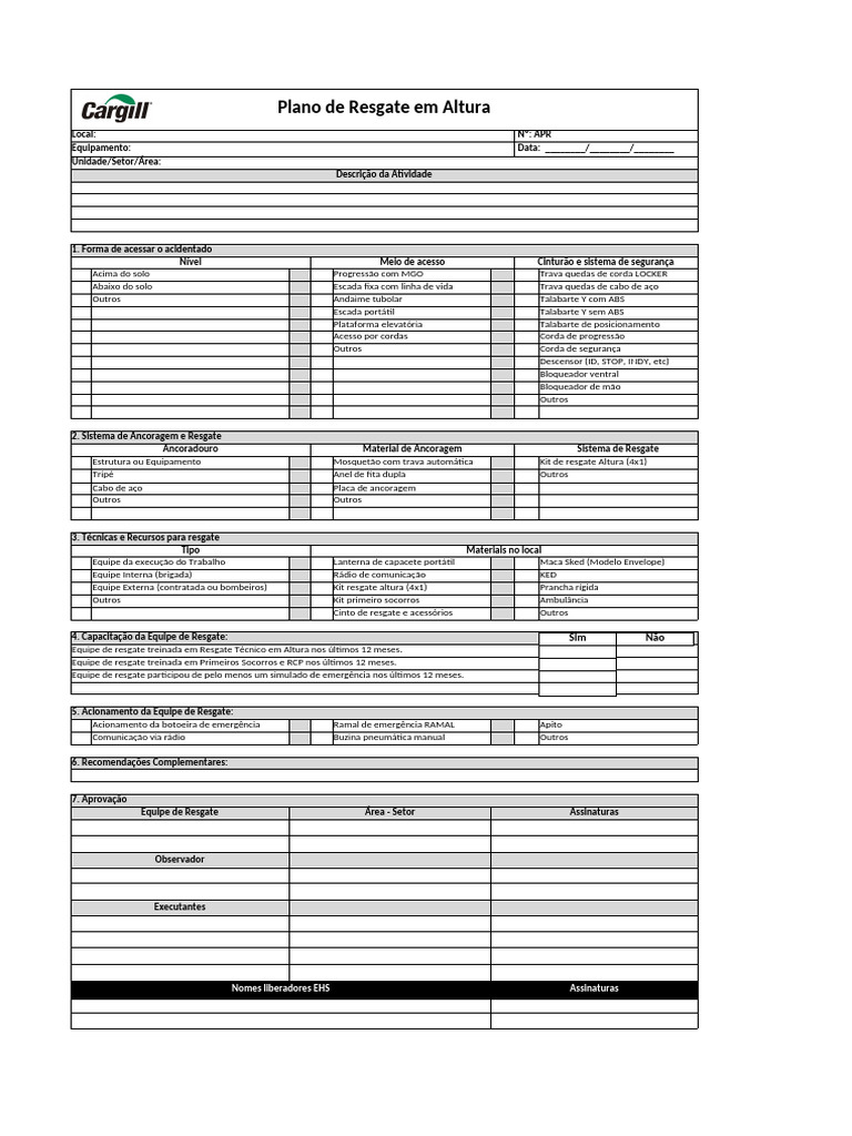 Modelo plano de resgate trabalho em altura NR 35 (2) | PDF
