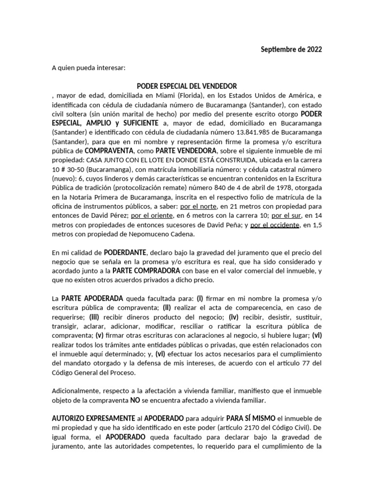 Poder para Compraventa | PDF